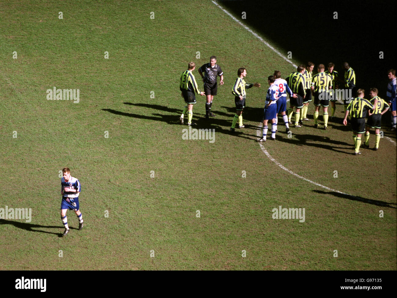 Reading's Alan Maybury leaves the field after being shown the red card ...