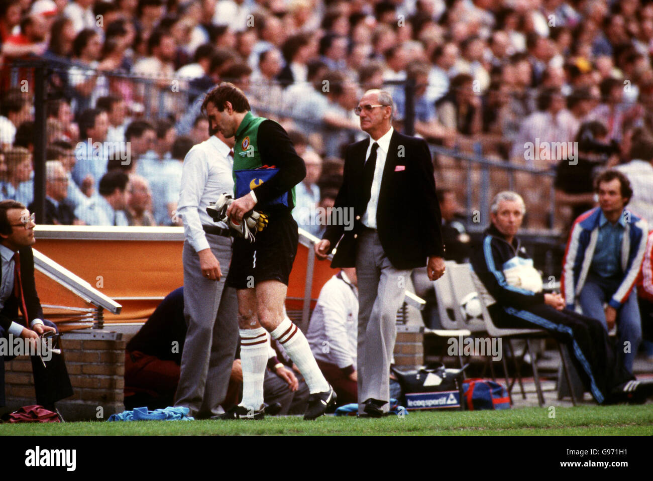 ITV Sport reporter Gary Newbon (left) looks up as Aston Villa ...