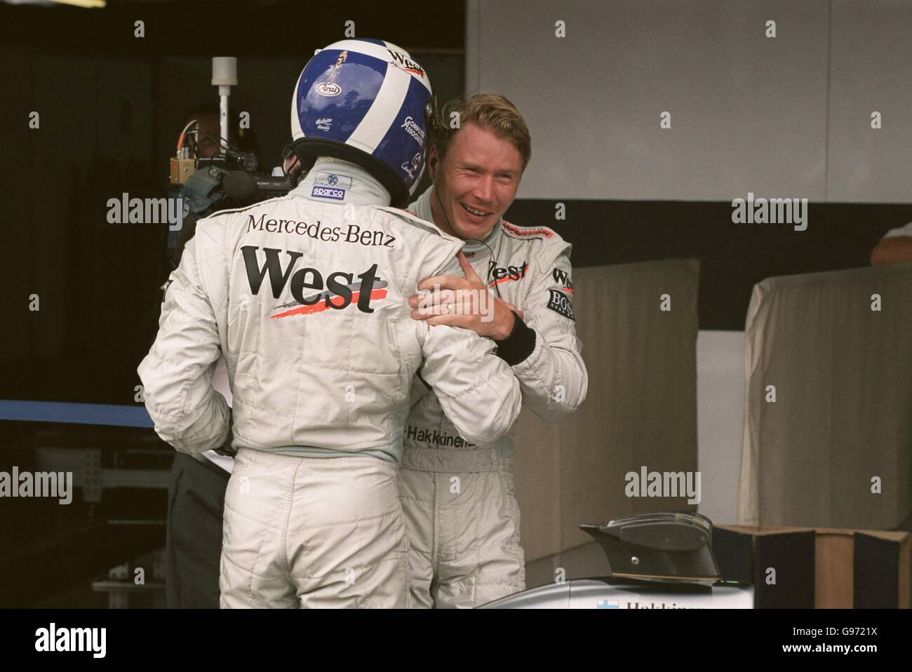 Formula One Motor Racing - Brazilian Grand Prix - Qualifying. McLaren's Mika Hakkinen (right ...