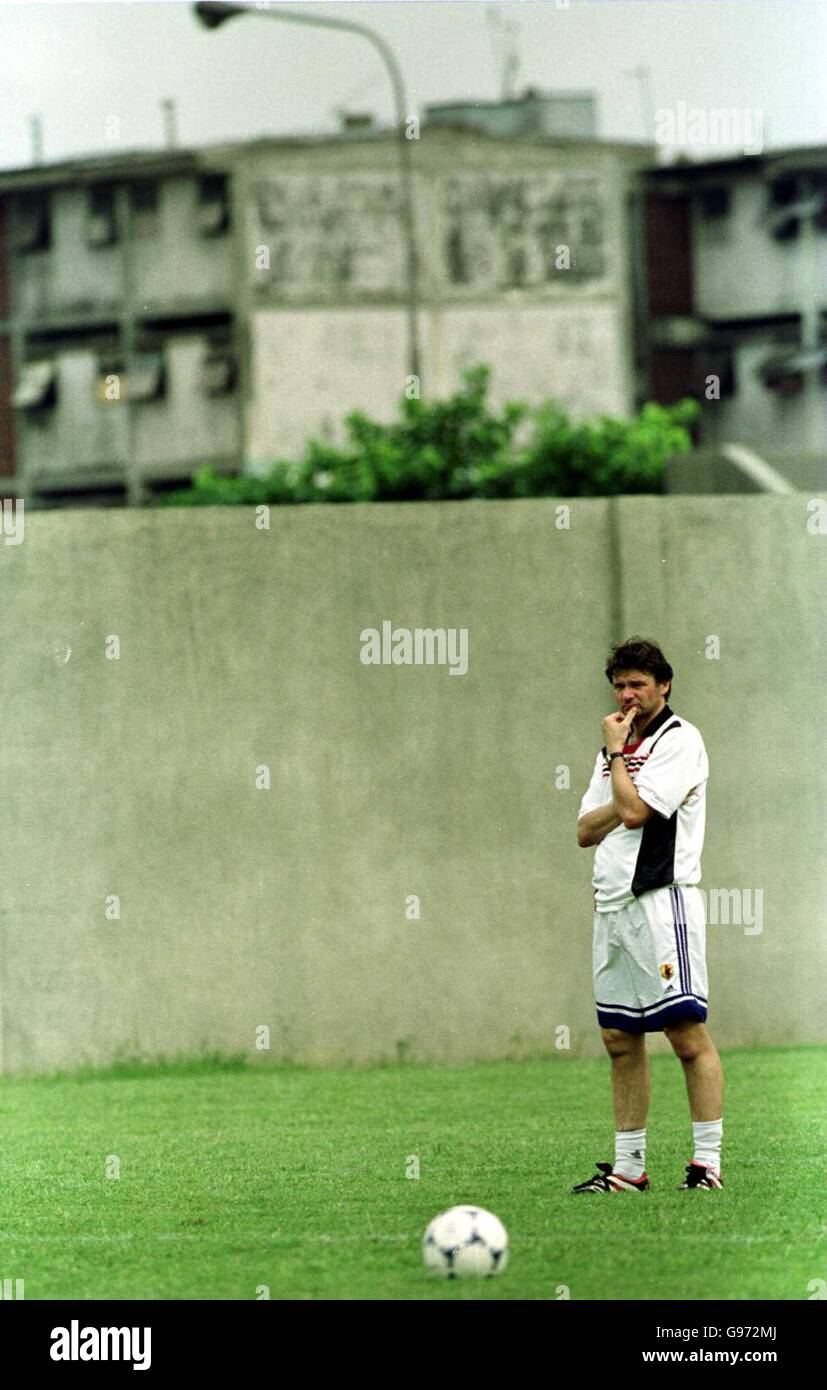 Philippe Troussier the Japan coach in the Japan training ground in ...