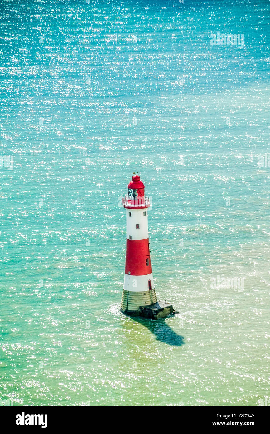 Beachy Head Lighthouse, striking red & white striped lighthouse in the ...