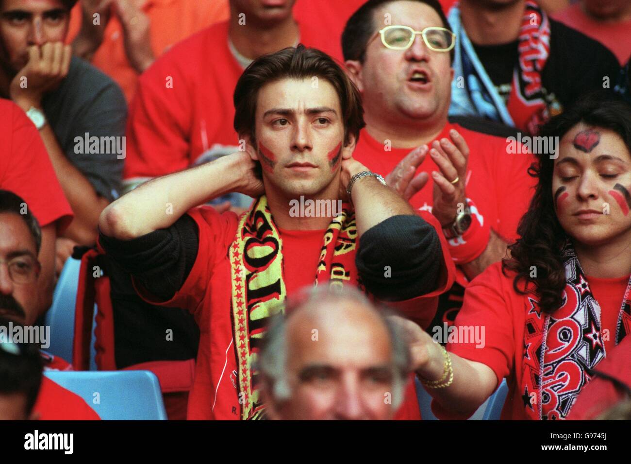 The tension shows in the face of this Real Mallorca fan Stock Photo - Alamy
