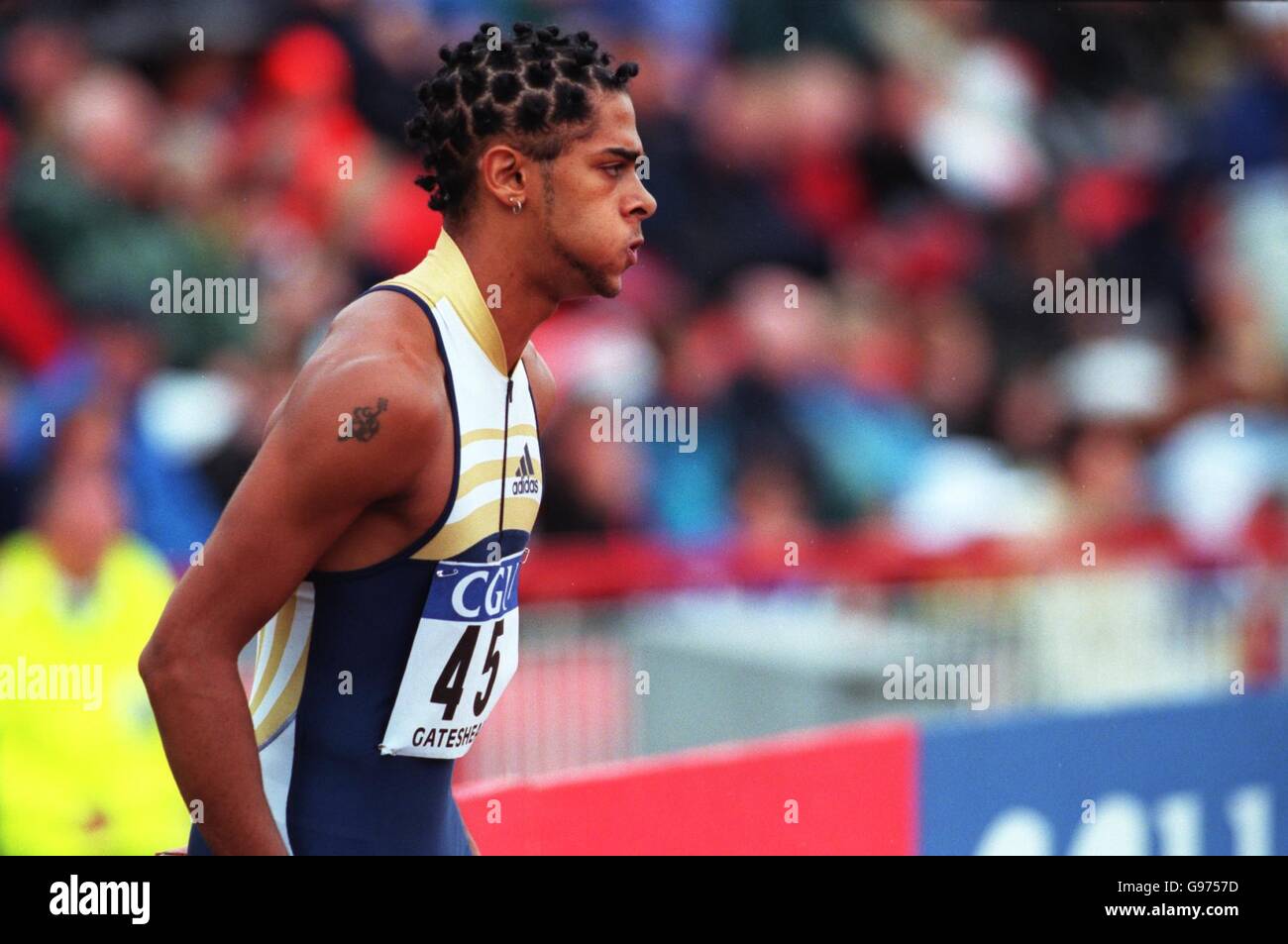 Athletics - CGU Gateshead Classic. Ben Challenger prepares himself for ...