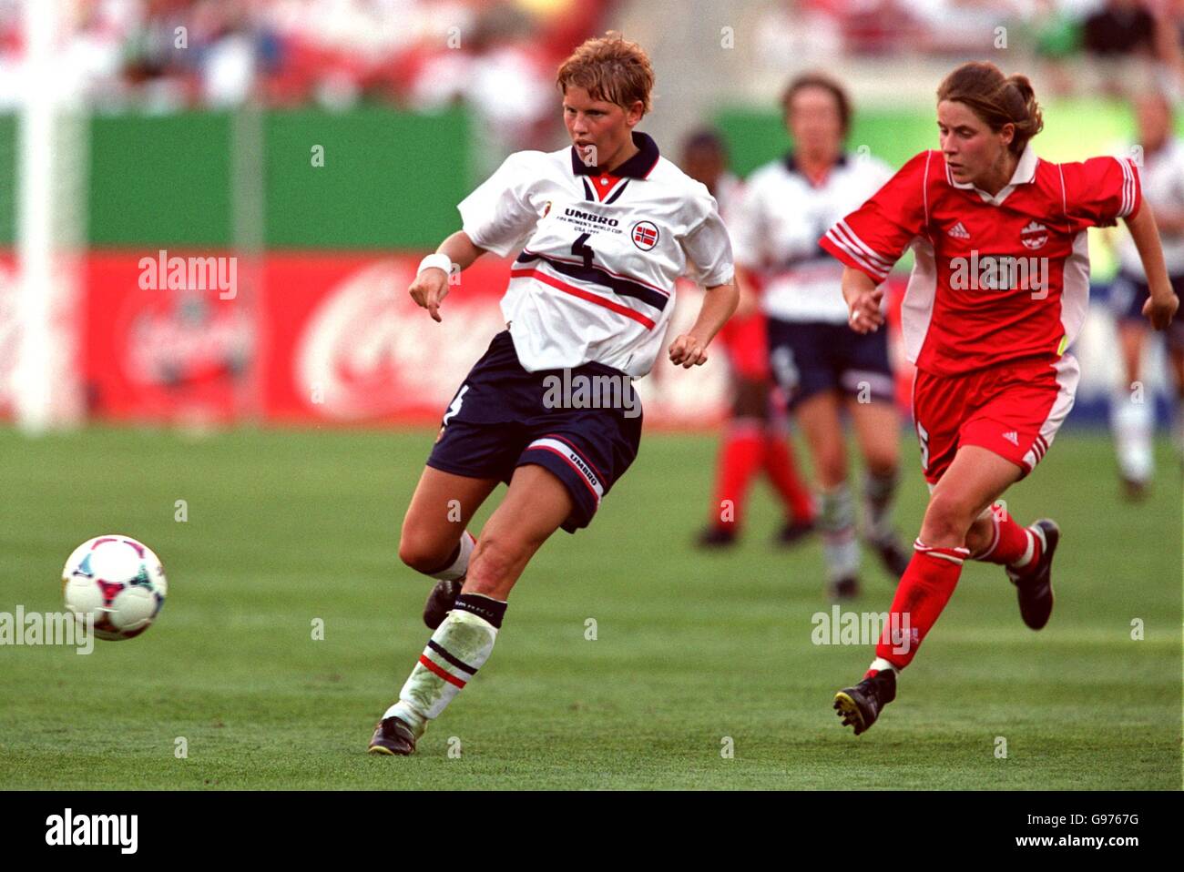 Women's Soccer - World Cup USA 99 - Group C - Norway v Canada. Norway's ...