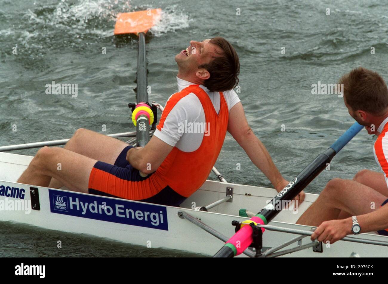 Rowing - Henley Royal Regatta. The Lea RC crew exhausted at the end of ...