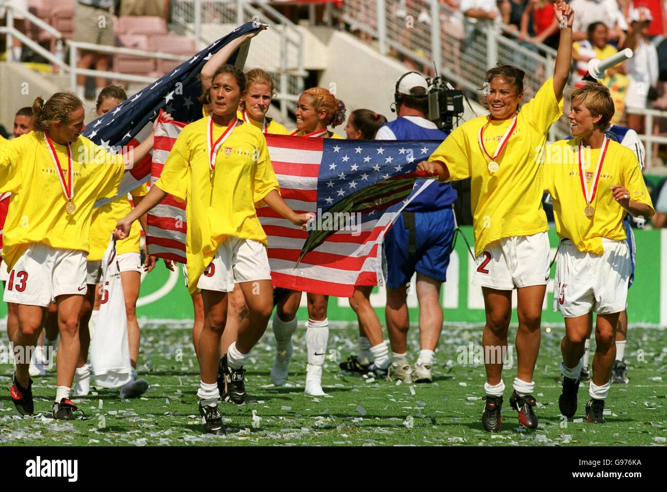 The usa team celebrate winning the womens world cup hi-res stock ...