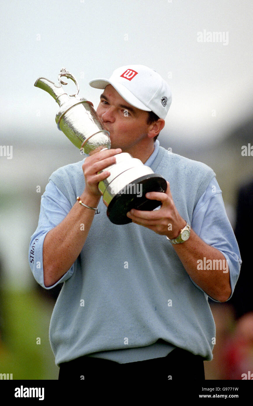 Paul lawrie kisses the cup after winning the open hi-res stock ...