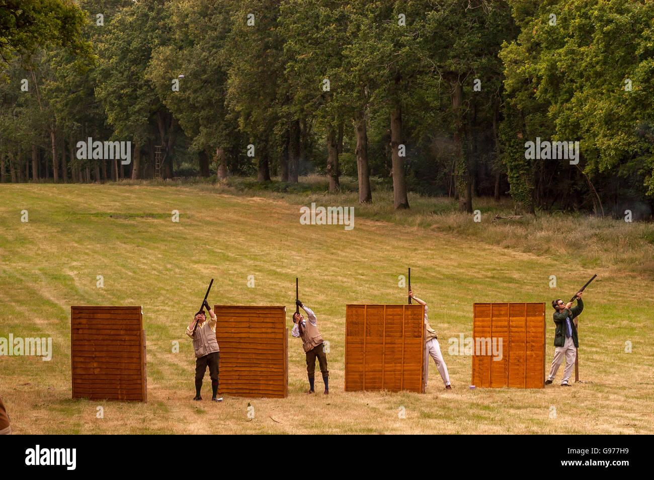A charity clay-pigeon shoot at the Swanmore Estate in Hampshire Stock ...