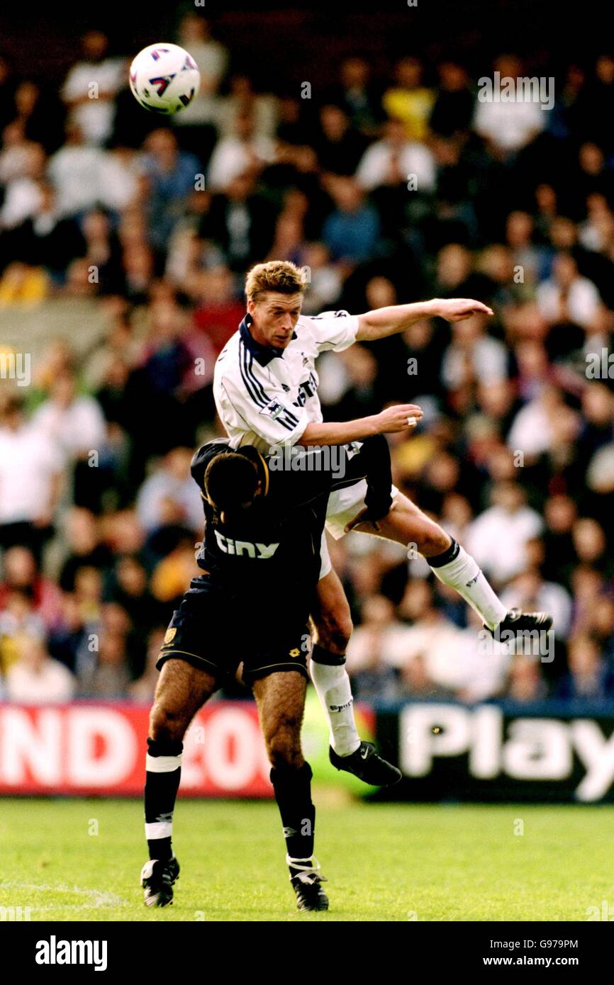 Wimbledons walid badir outjumped by tottenhams steffen freund hi-res ...