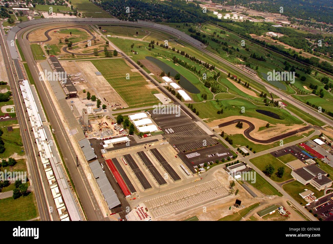 Formula One Motor Racing - Indianapolis F1 Track. Aerial view of the ...
