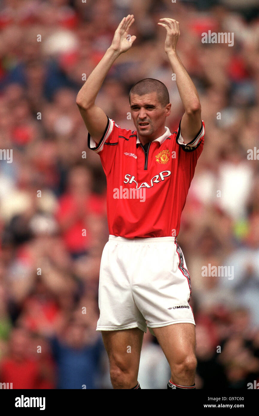Manchester United's Roy Keane, undecided about his future, applauds the ...