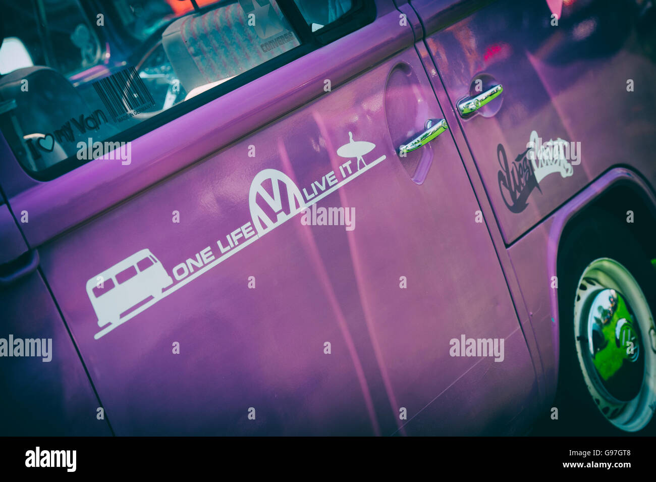 VW Volkswagen camper van with sticker "one life live it". Vintage ...