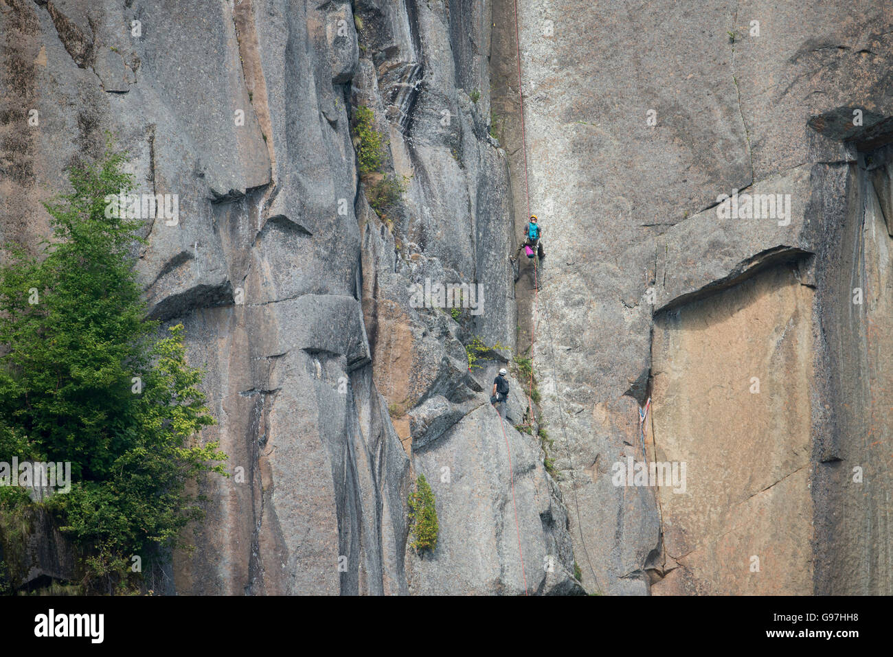 Canada, Quebec, Saguenay. Saguenay Fjord National Park. Rock climbers ...