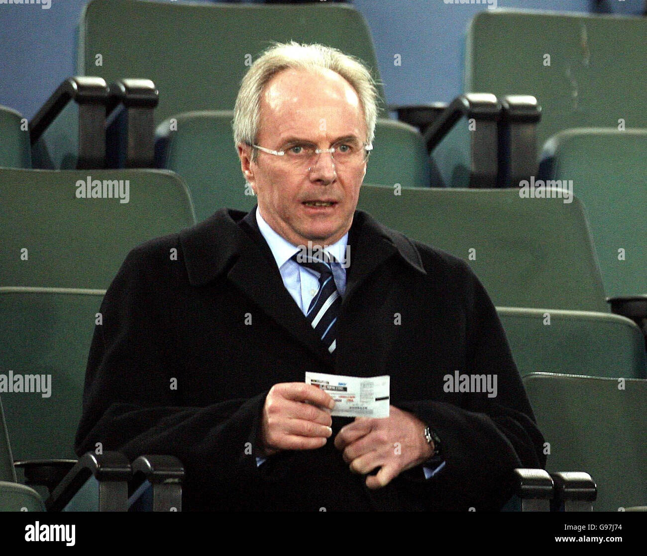 England manager sven goran eriksson takes his seat the match hi-res ...