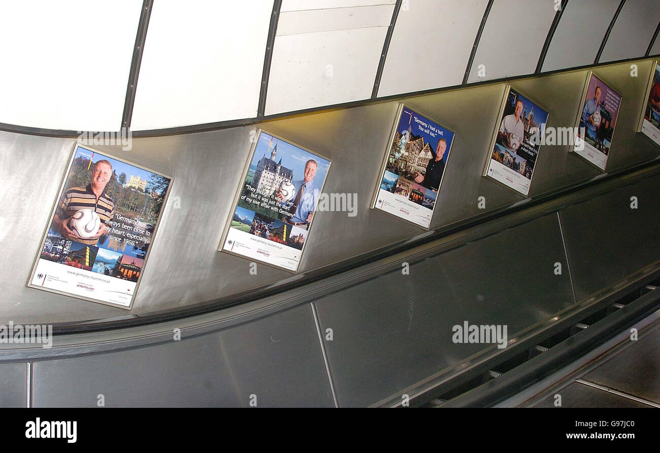 Sir geoff hurst posters on tube station wall in victoria hi-res stock ...