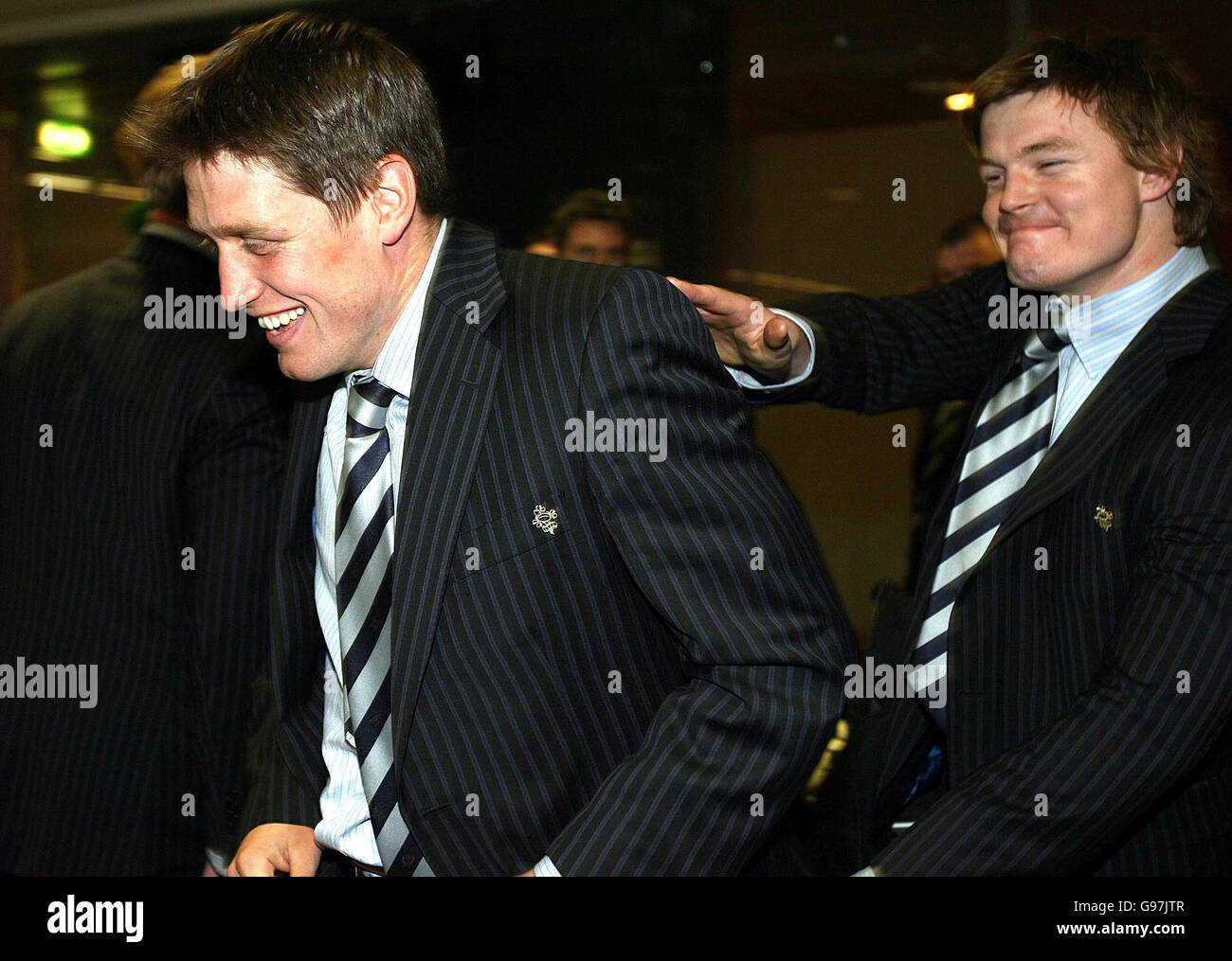 Brian O Driscoll (right) and Ronan O'Gara at Dublin Airport, Sunday ...