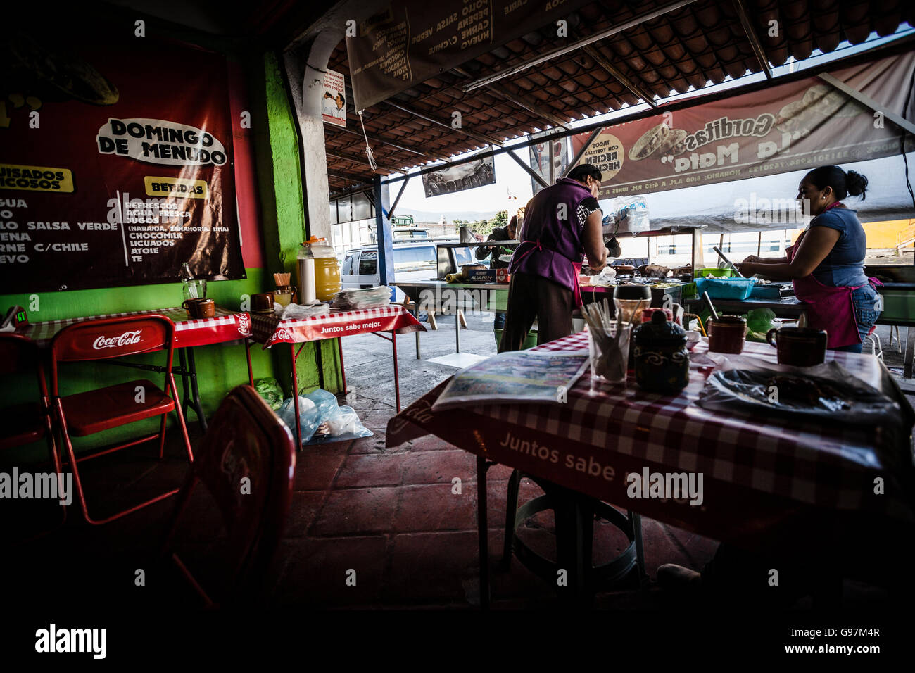 Street restaurant or food booth in the streets of Tequila, Jalisco ...