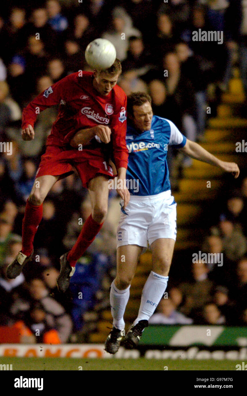Birmingham City's Martin Taylor and Liverpool's Peter Crouch battle for ...