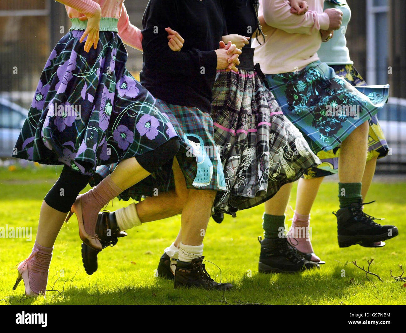 Five kilts designed by students from Edinburgh`s Heriot Watt University ...