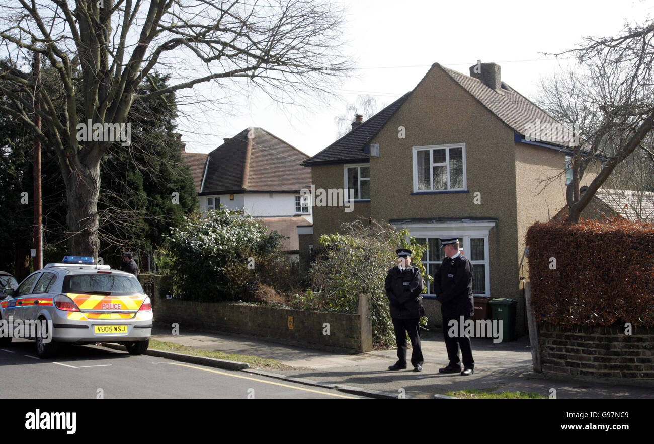Police stand outside the home of Norman Kember in Pinner, London ...