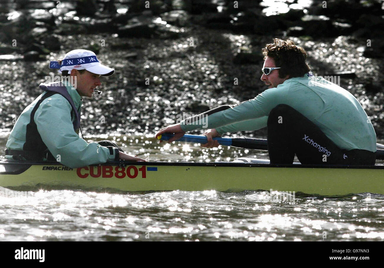 Cambridge stroke Kristopher McDaniel (R) and cox Peter Rudge during a ...