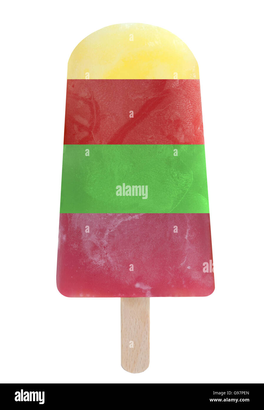 Frozen ice lolly with assorted flavors over a white background Stock ...