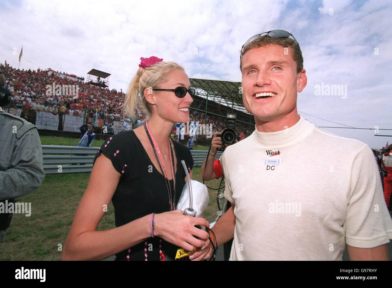 David coulthard right with his girlfriend heidi wichlinski left hi-res ...