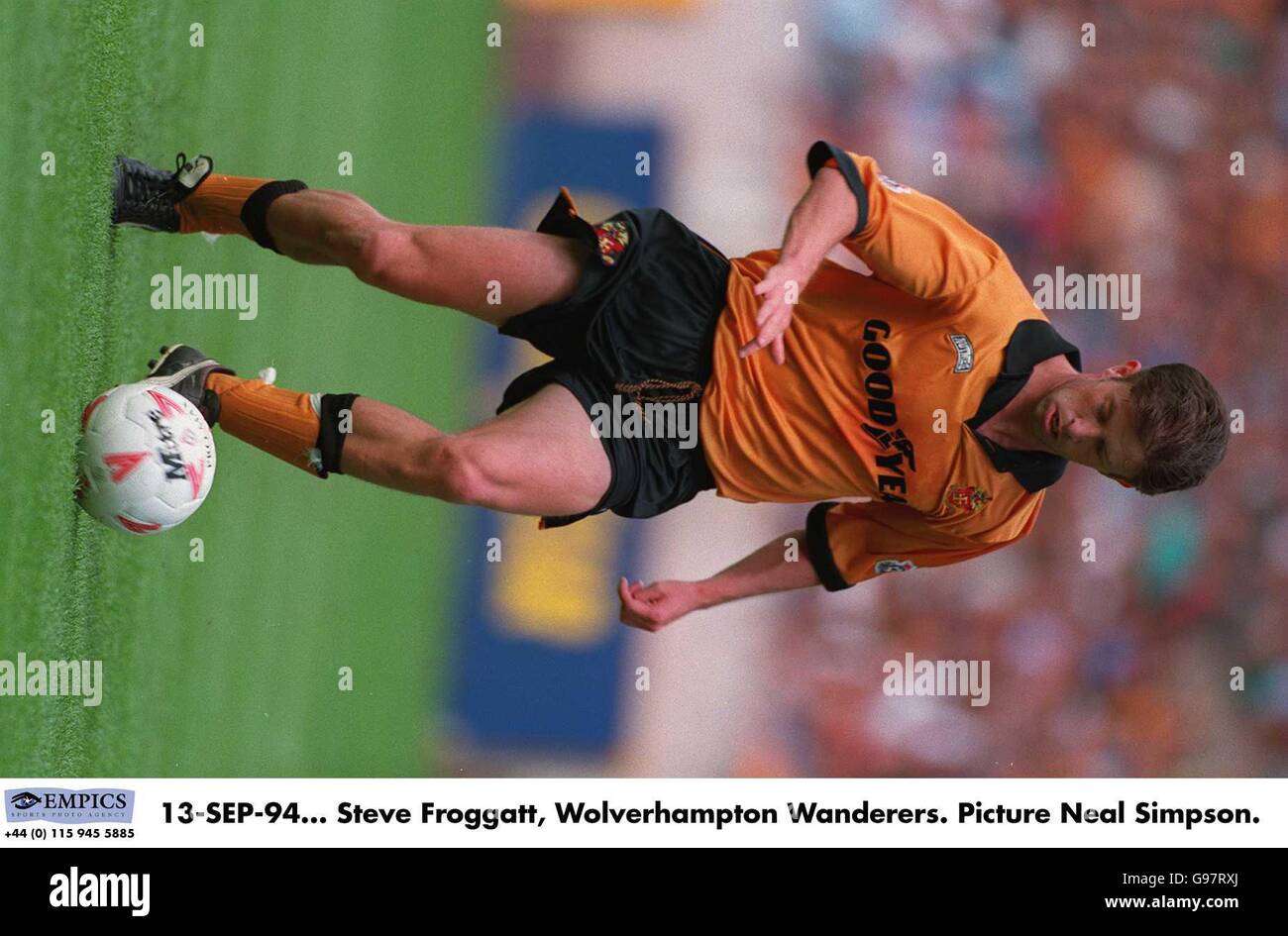 13-SEP-94. Steve Froggatt, Wolverhampton Wanderers. Picture Neal ...