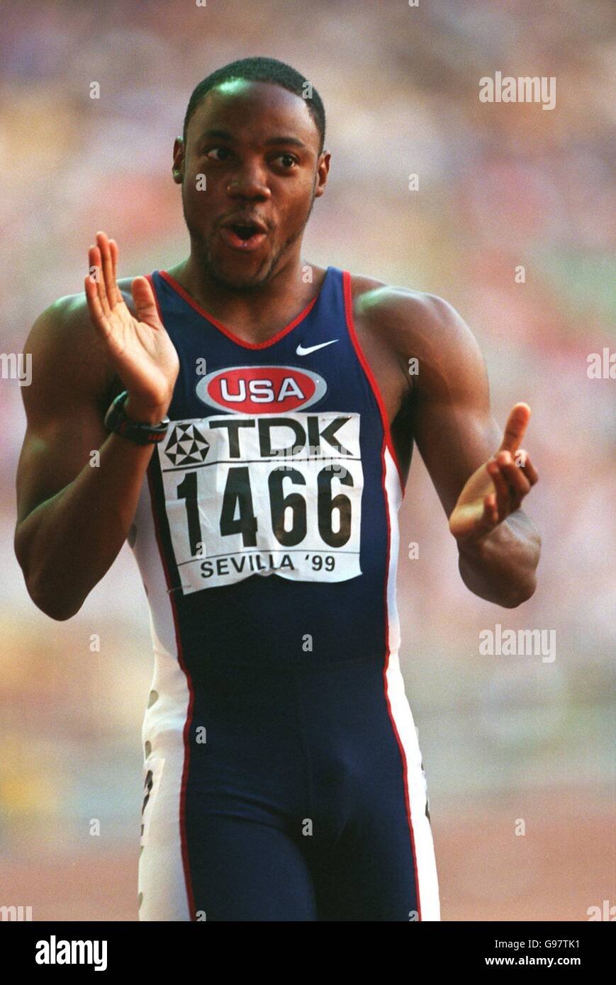 Athletics - World Championships - Sevilla. USA's Tim Harden celebrate's ...