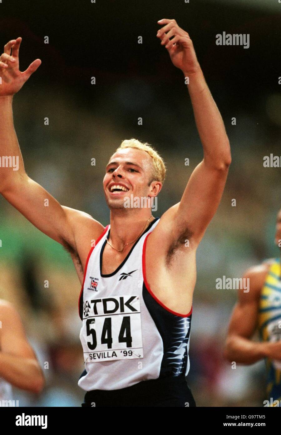 Great Britain's Dean Macey celebrate's winning his 400m heat in the ...