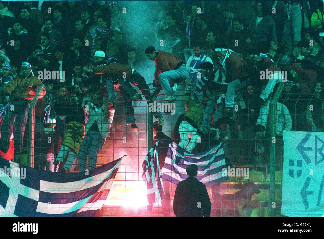 Greek Fans. 12-OCT-93 Greek Fans Stock Photo - Alamy