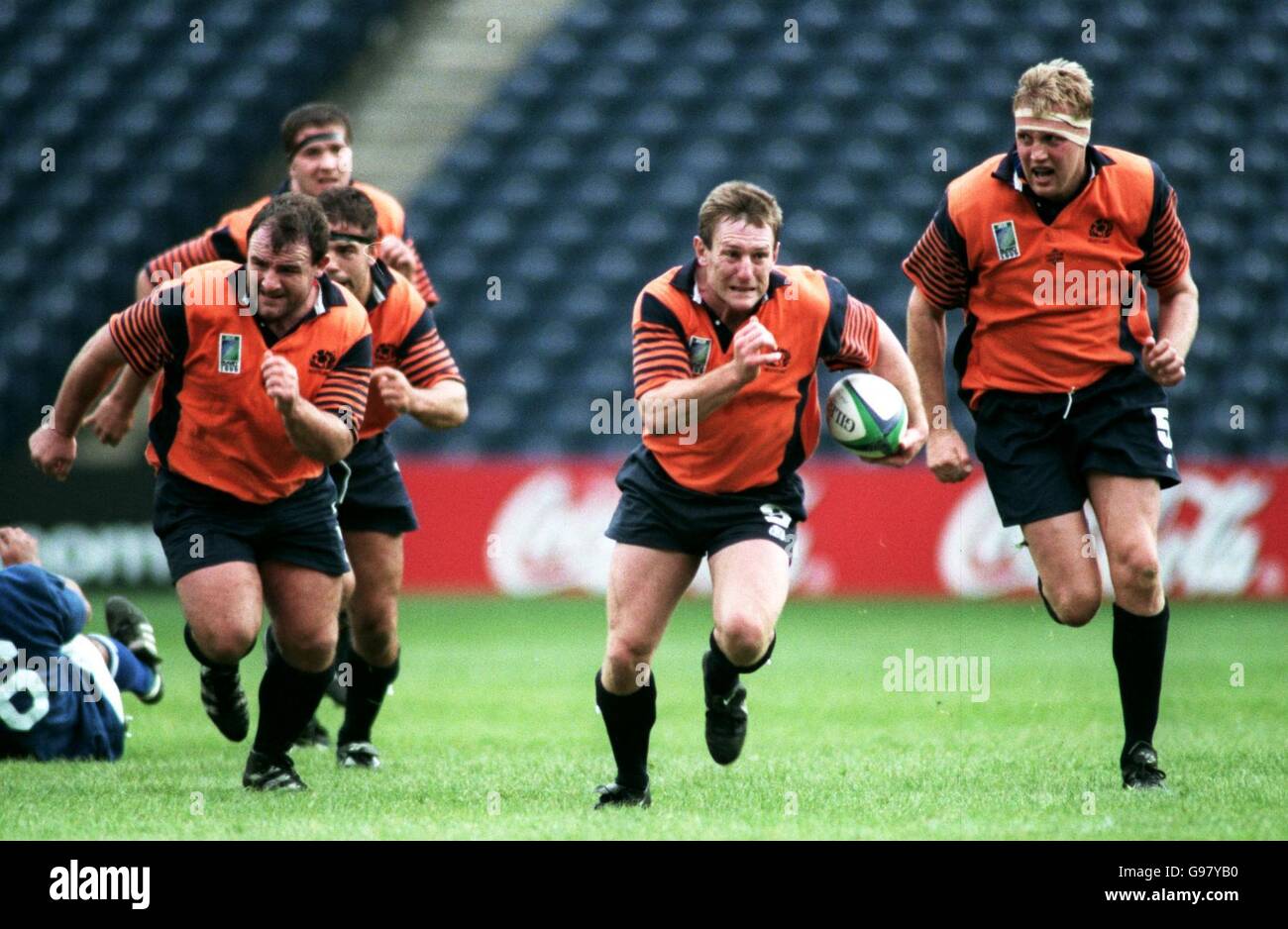 Scotland's Gary Armstrong leads the Scottish charge against Samoa Stock ...