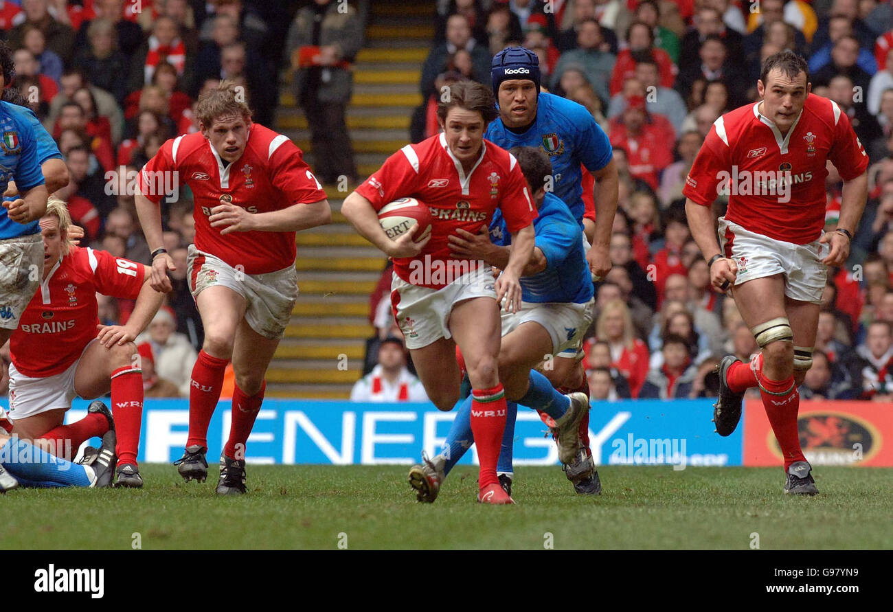 Wales' Shane Williams breaks through the Italian defence during the RBS ...