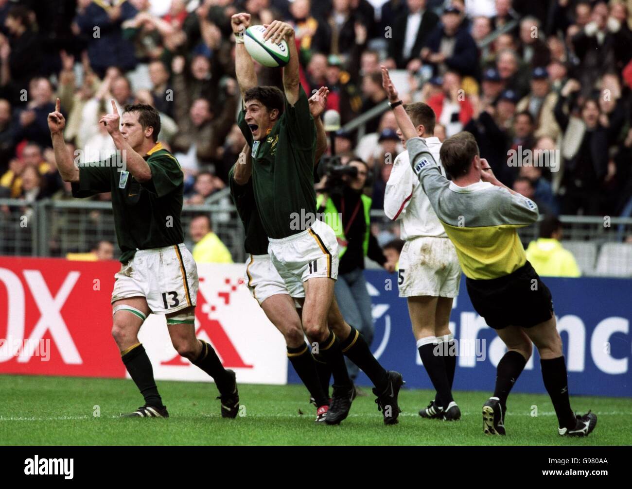 South africas pieter rossouw celebrates his last minute try hi-res ...