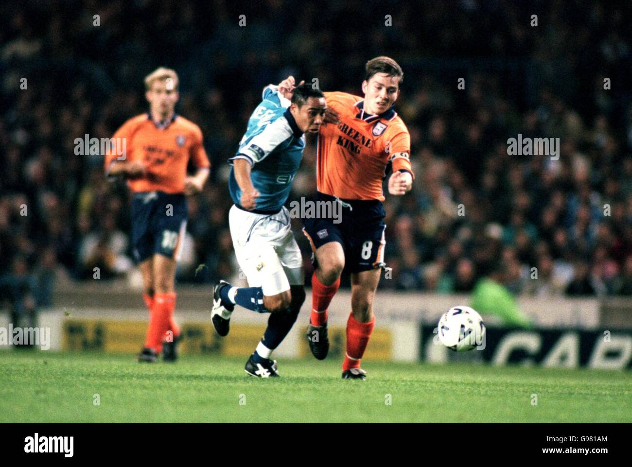 Manchester City's Jeff Whitley and Ipswich Town's Matt Holland Stock ...