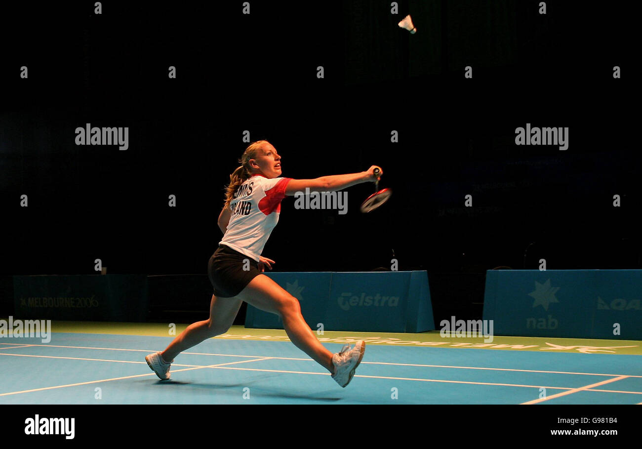 England badminton player Gail Emms during a training session at the ...
