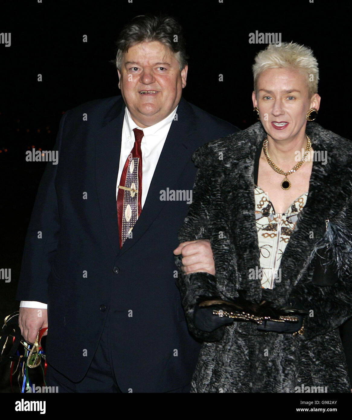 Robbie Coltrane and Muriel Gray on the esplanade of Stirling Castle for ...