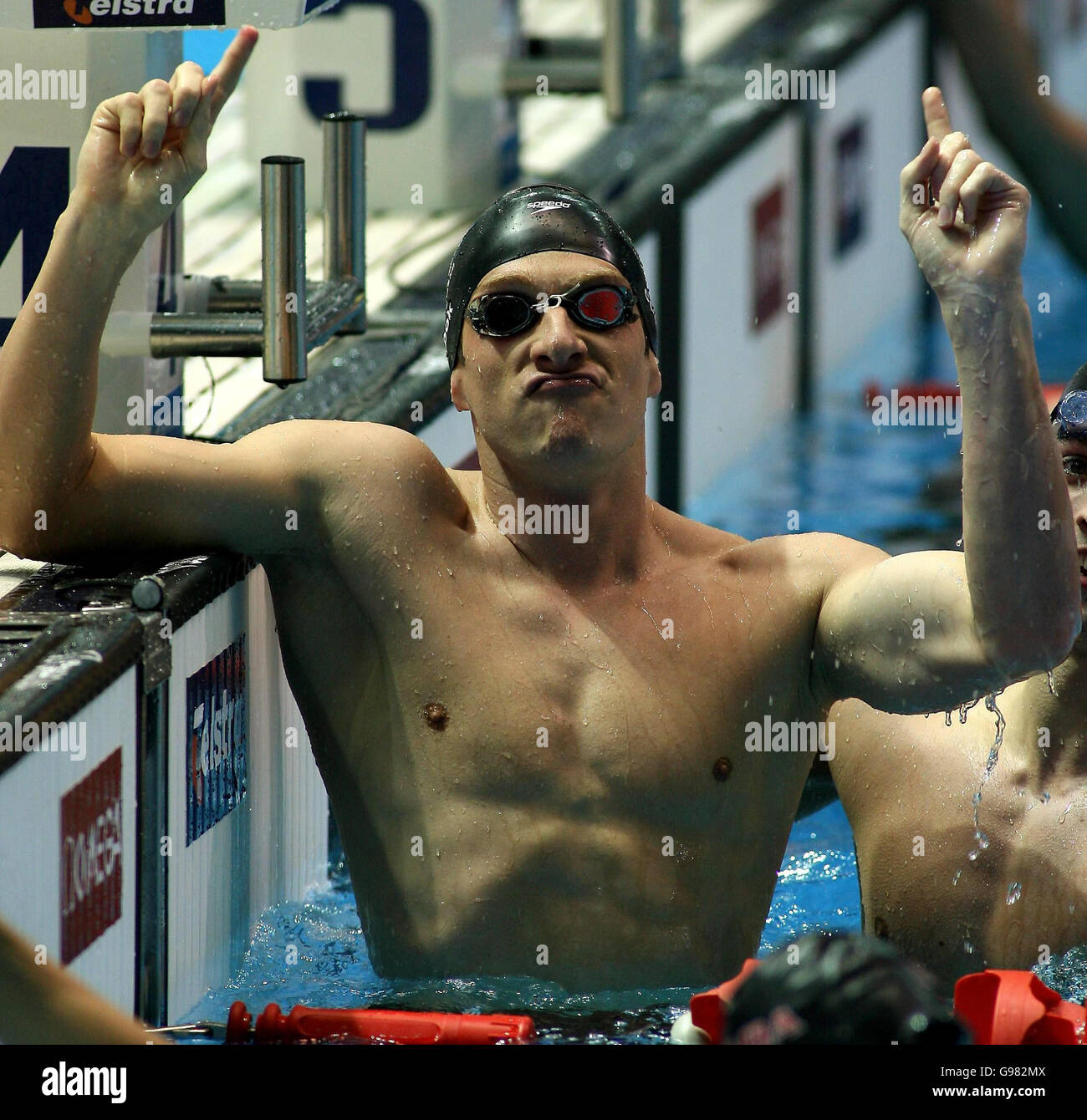 England's Christopher Cook celebrates winning gold in the men's 100m ...
