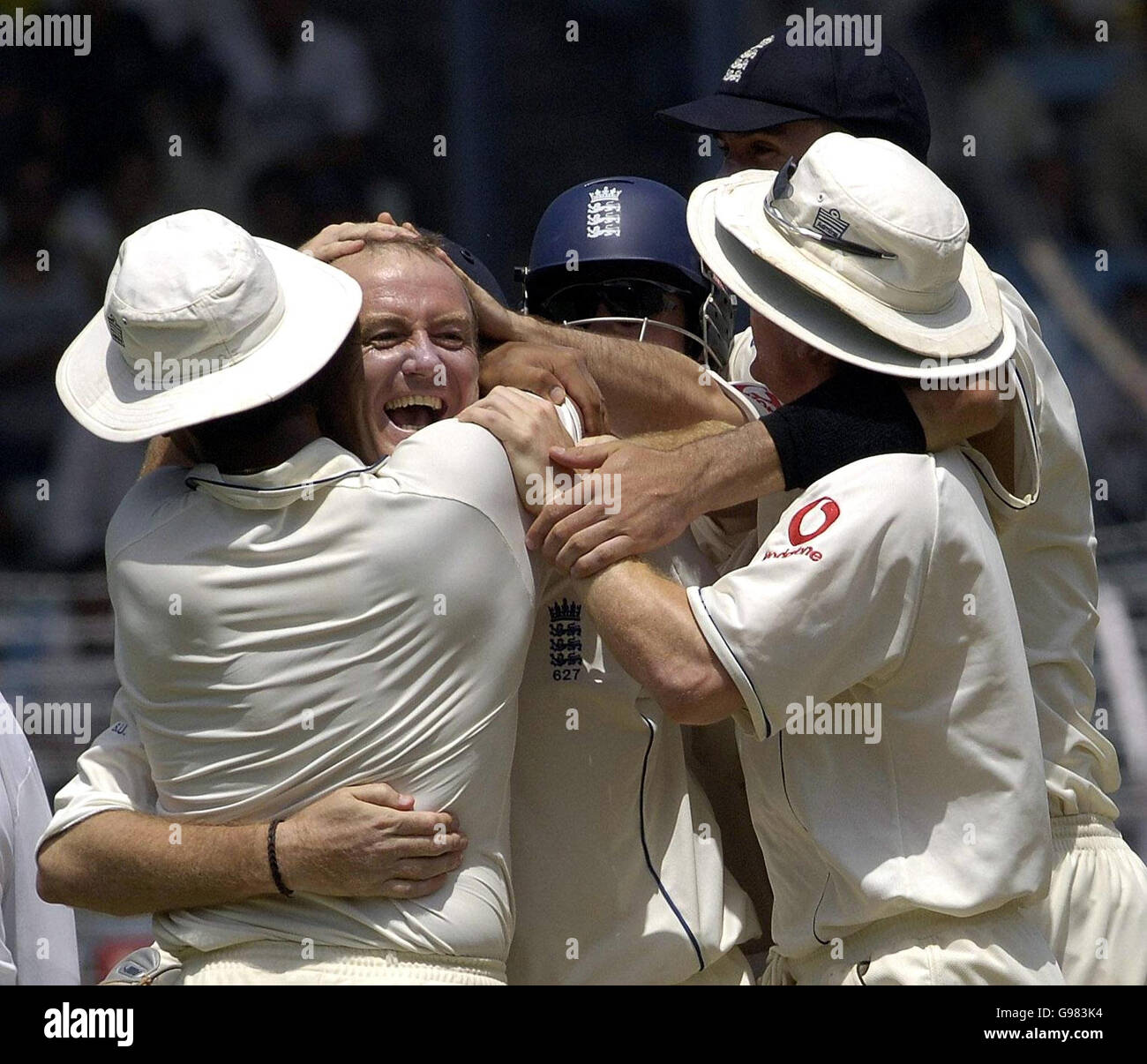 England bowler Shaun Udal celebrates the wicket of Indian batsman ...