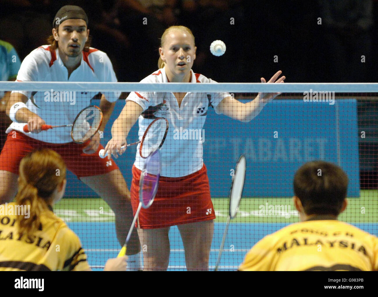 England's Nathan Robertson and Gail Emms in action against Malaysia's ...