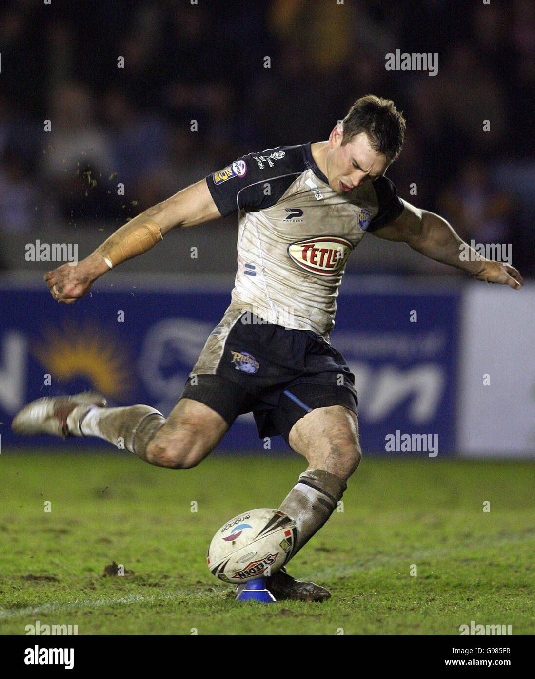 Leeds Rhino's Lee Smith converts a try against Harlequins during the ...