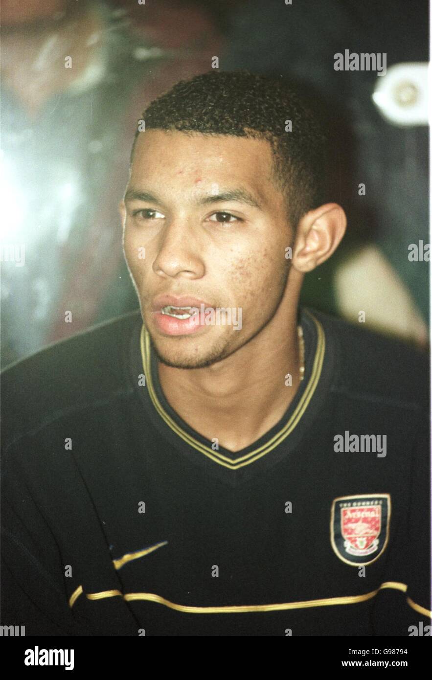 Arsenal's Jermaine Pennant sits on the bench at todays match Stock ...