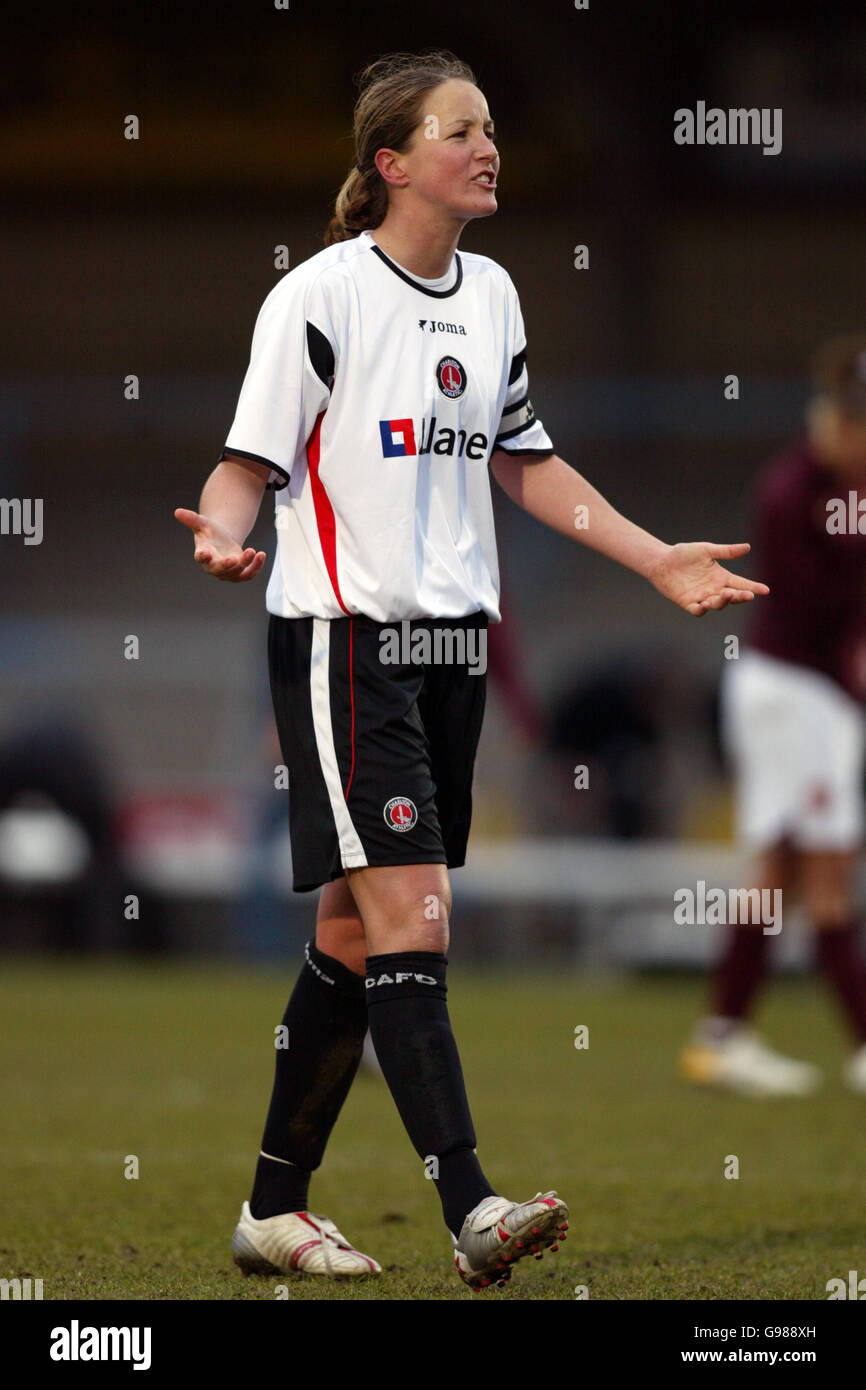 Charlton Athletic's captain Casey Stoney celebrates after the match ...