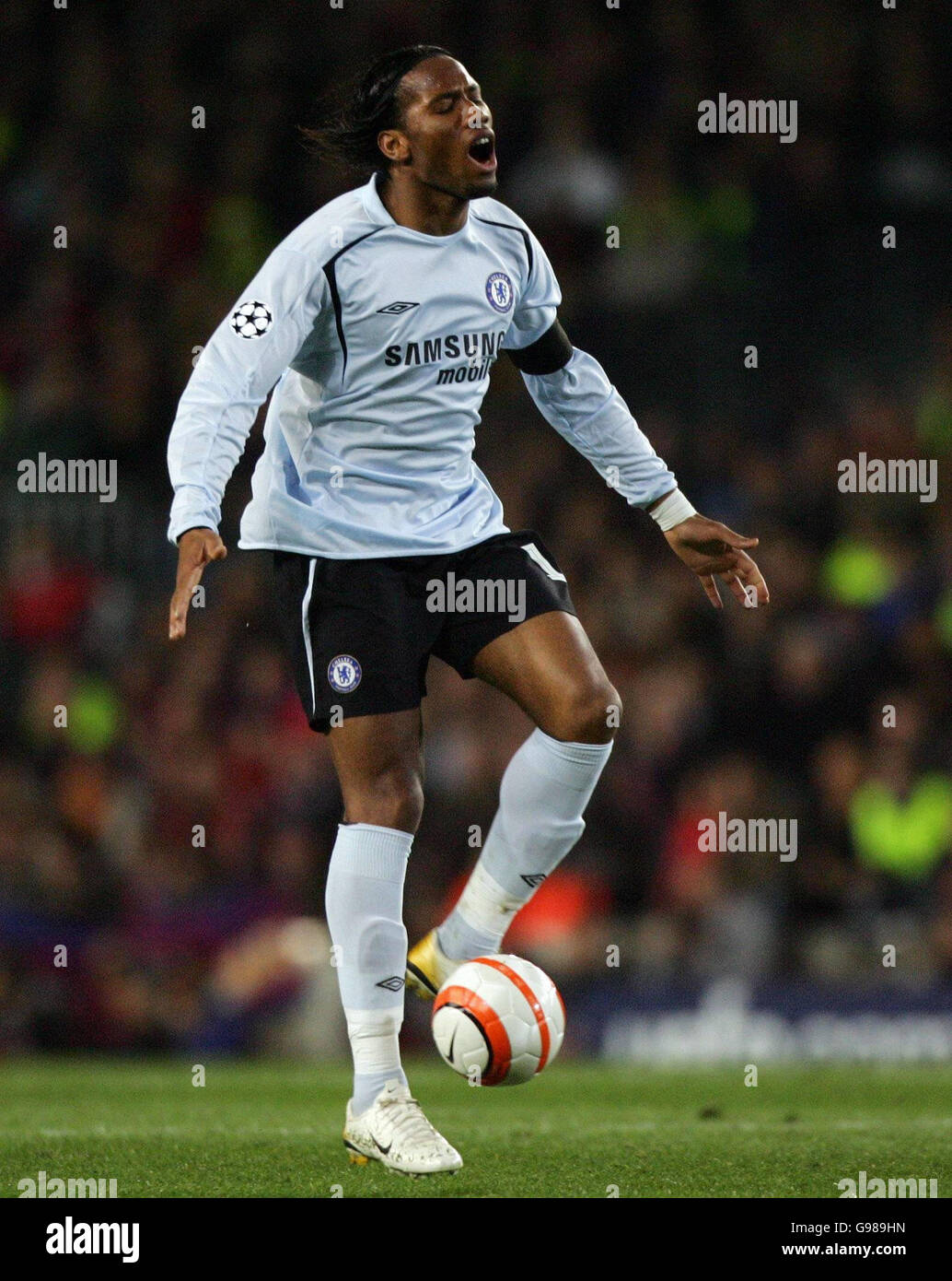 Chelsea's Didier Drogba shows his frustration during their 1-1 draw ...