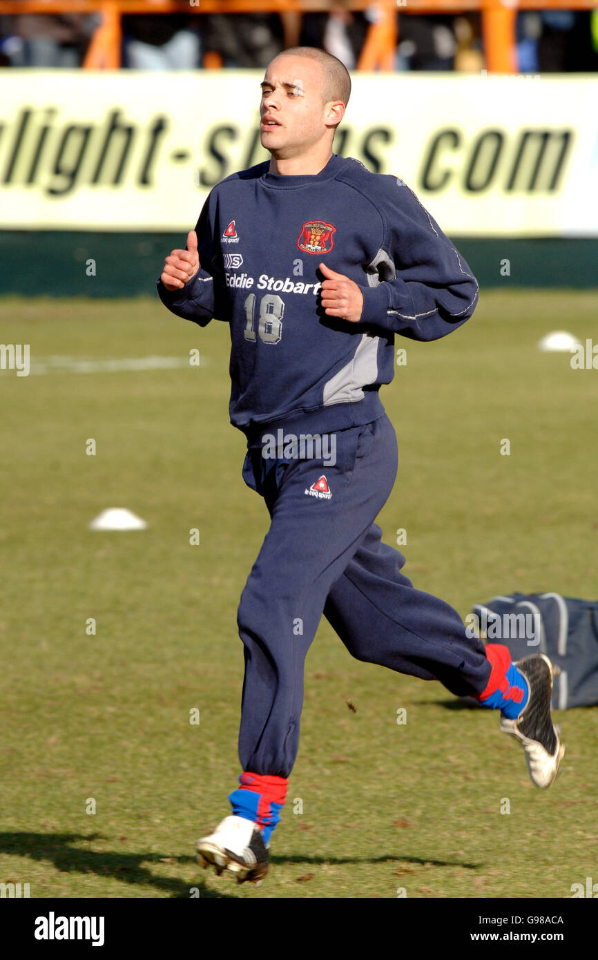 Carlisle uniteds simon hackney during the warm up hi-res stock ...