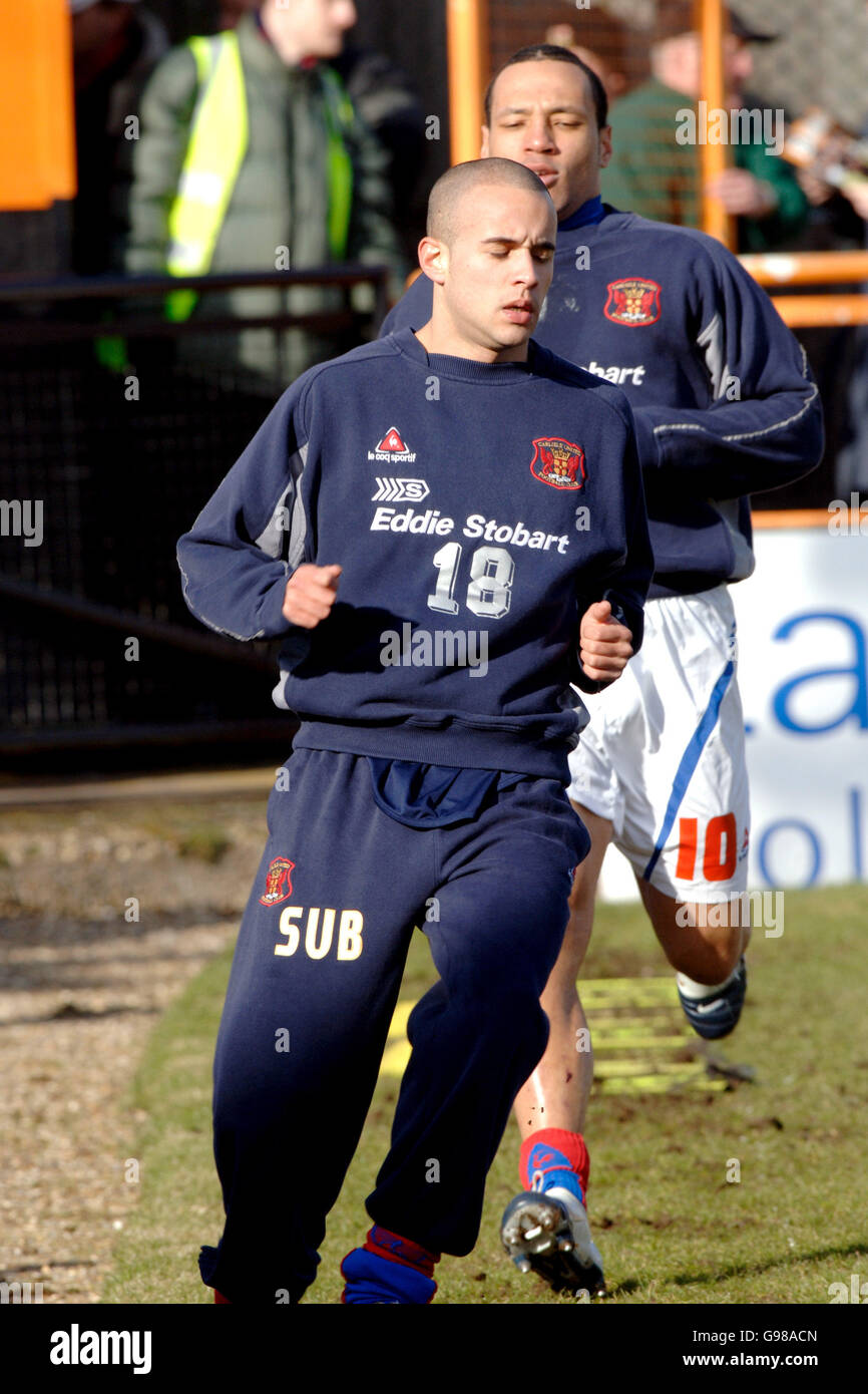 Carlisle uniteds simon hackney during the warm up hi-res stock ...