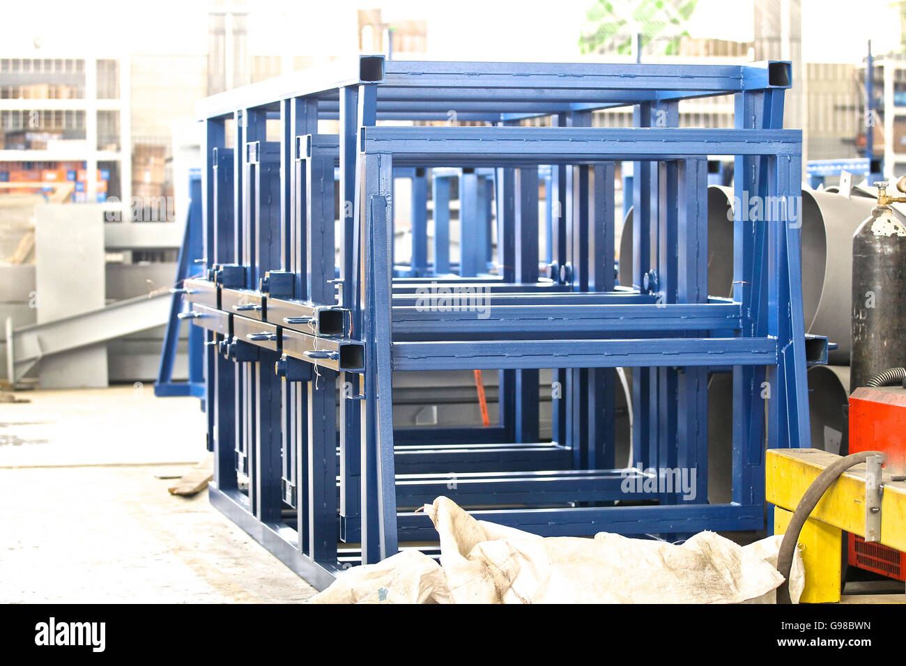 various elements of steel structures for further assembly Stock Photo ...