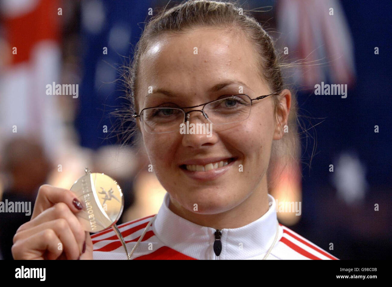 England's Victoria Pendleton celebrates winning the silver medal in the ...
