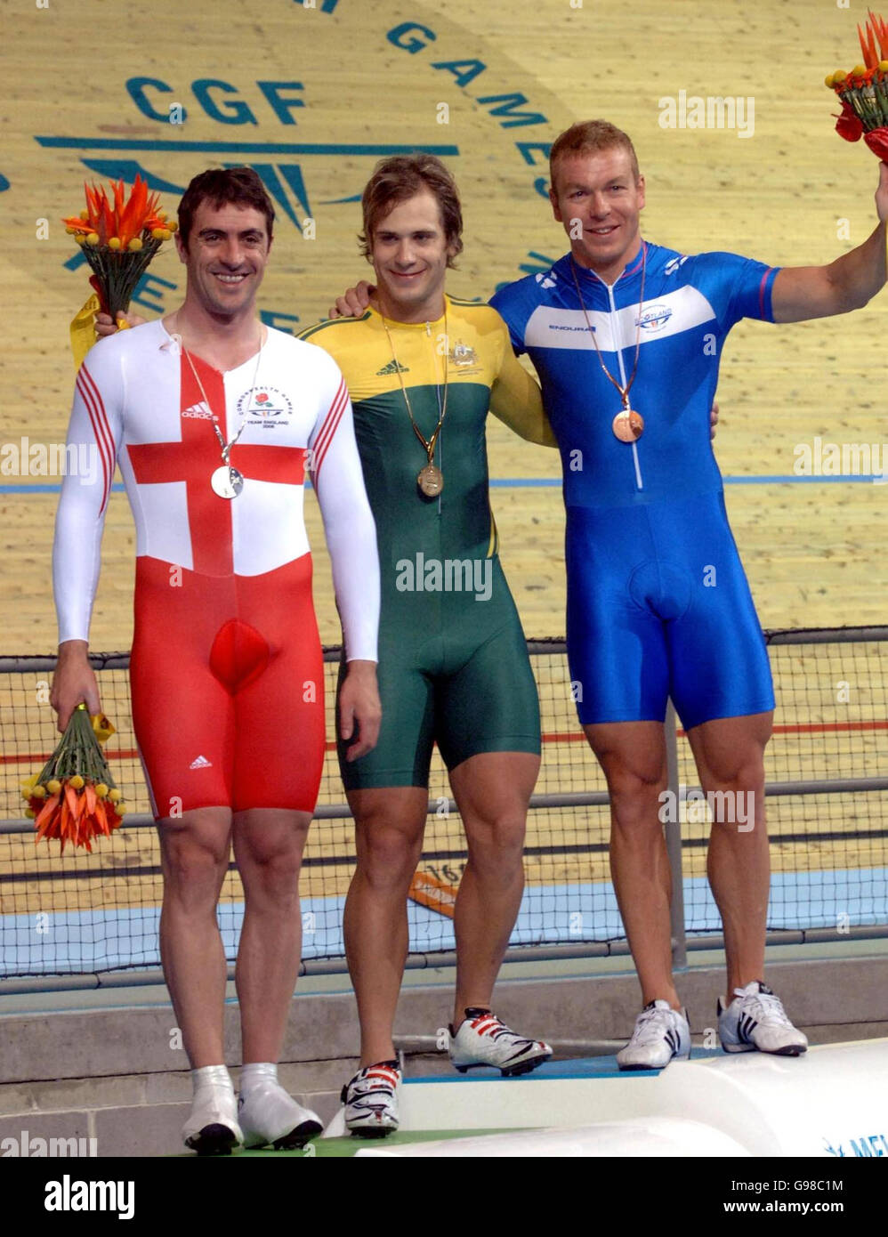 Australia's Ben Kersten (C) celebrates winning the gold medal in the ...