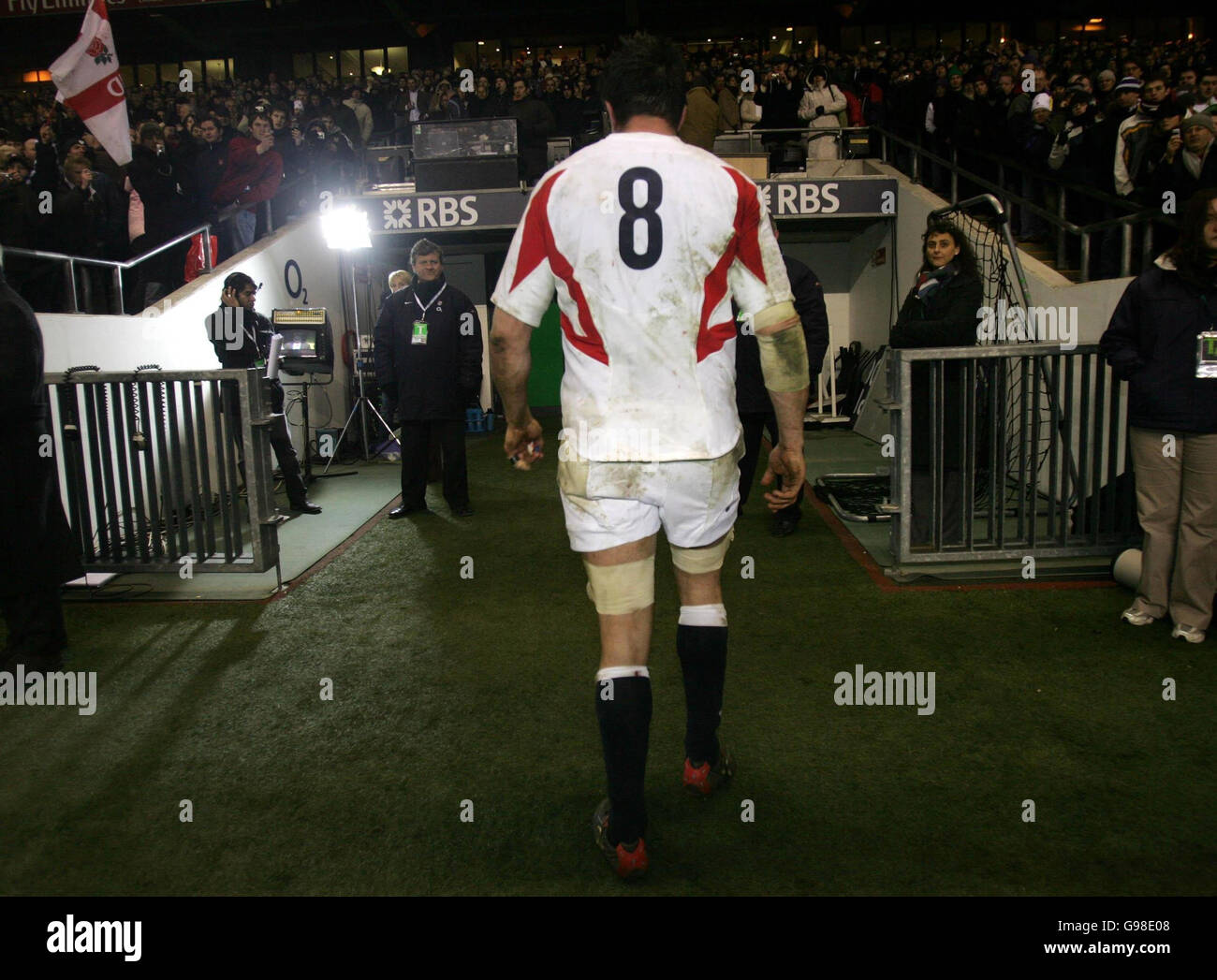 Fans watch on as England captain Martin Corry walks down the tunnel ...